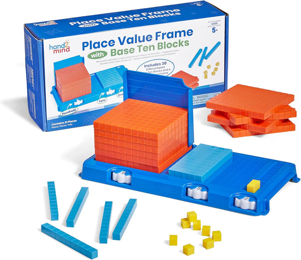 hand2mind Marco de valor posicional con base de diez bloques, base de ...